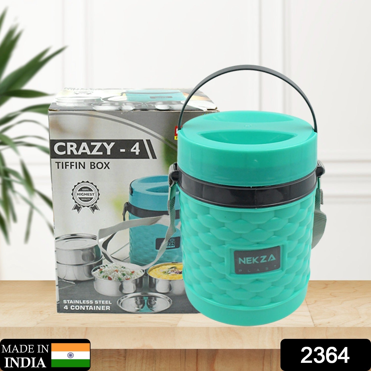 2364 Double Wall Insulated Stainless Steel Tiffin 4 Compartment Lunch ...